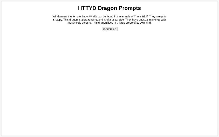 HTTYD Dragon Prompts ― Perchance Generator