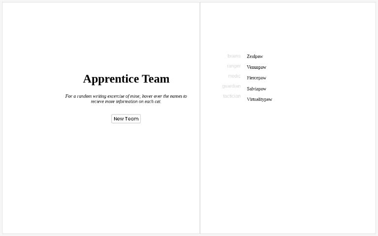 Apprentice Team ― Perchance Generator