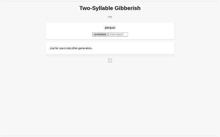 Two-Syllable Gibberish ― Perchance Generator