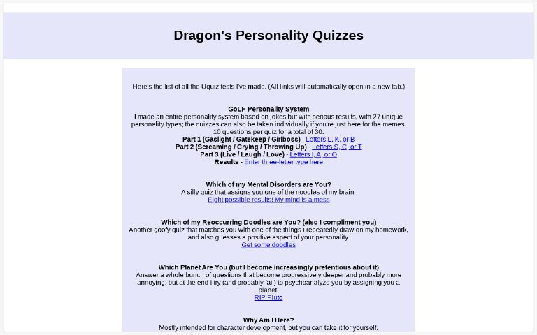 Dragon's Personality Quizzes ― Perchance Generator