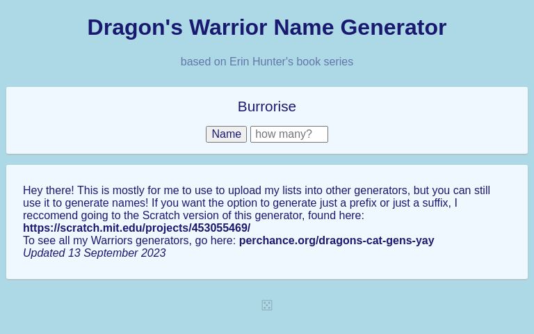 Dragon's Warrior Name Generator