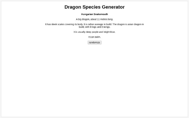 Dragon Species Generator