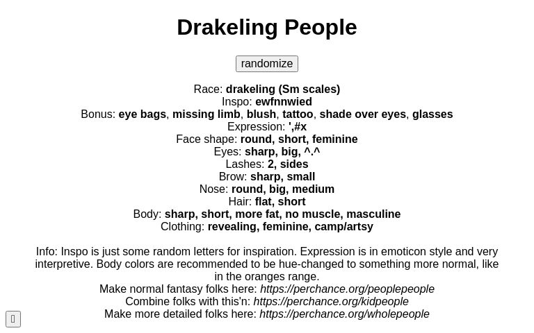 Drakeling People ― Perchance Generator