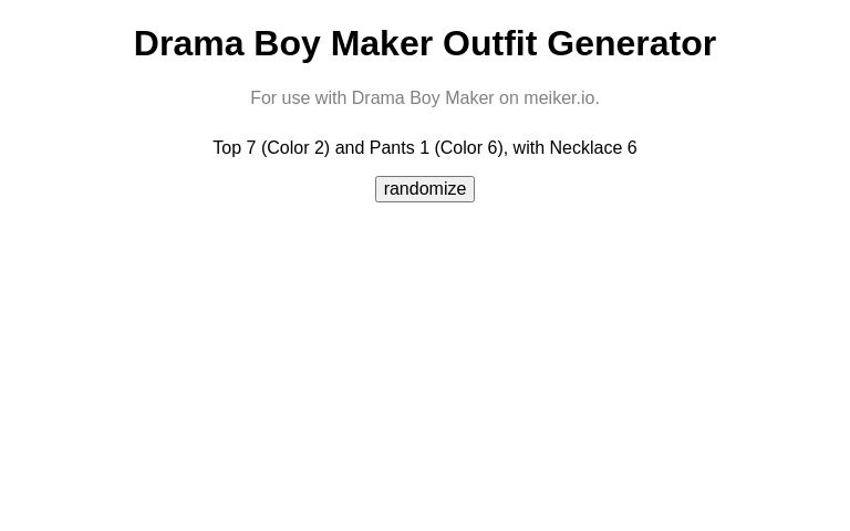 Drama Boy Maker Outfit Generator