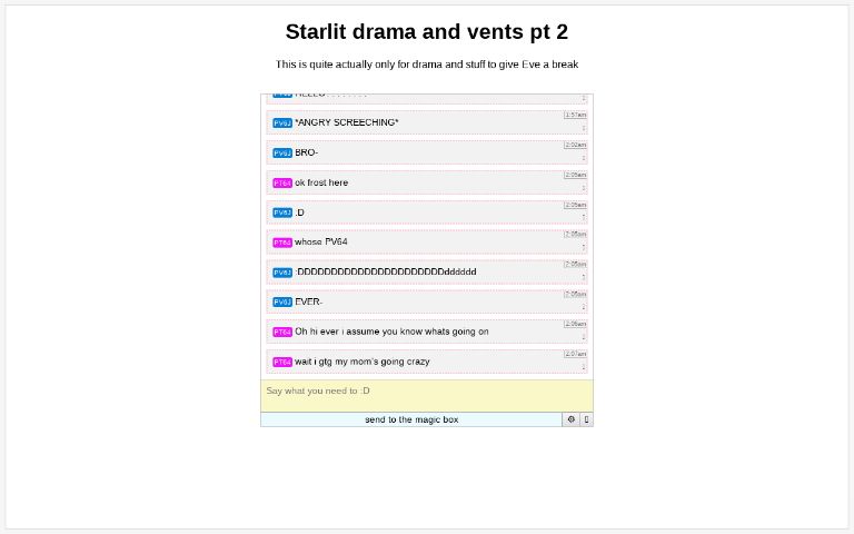 Starlit drama and vents pt 2 ― Perchance Generator