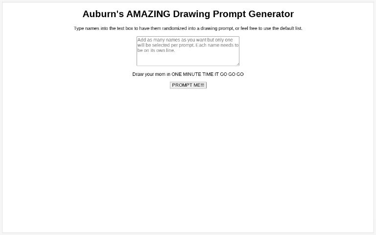 Auburn's AMAZING Drawing Prompt Generator