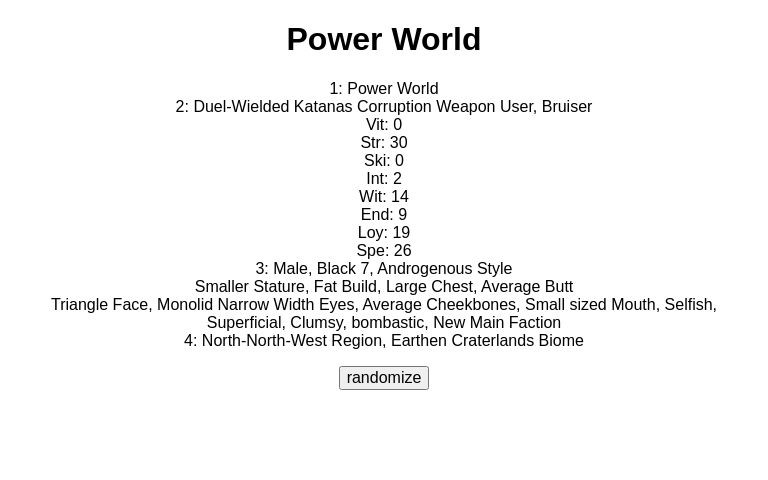 Power World ― Perchance Generator