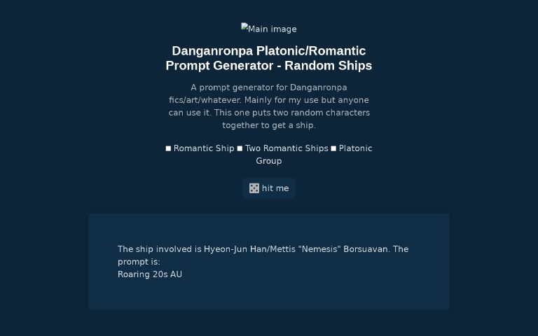 Danganronpa Platonic/Romantic Prompt Generator - Random Ships