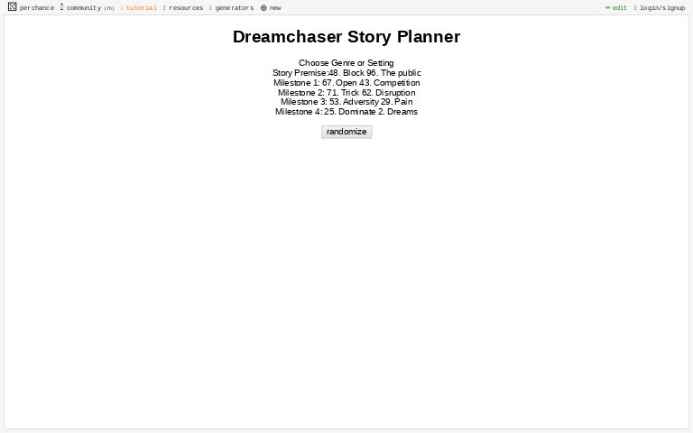 Dreamchaser Story Planner ― Perchance Generator
