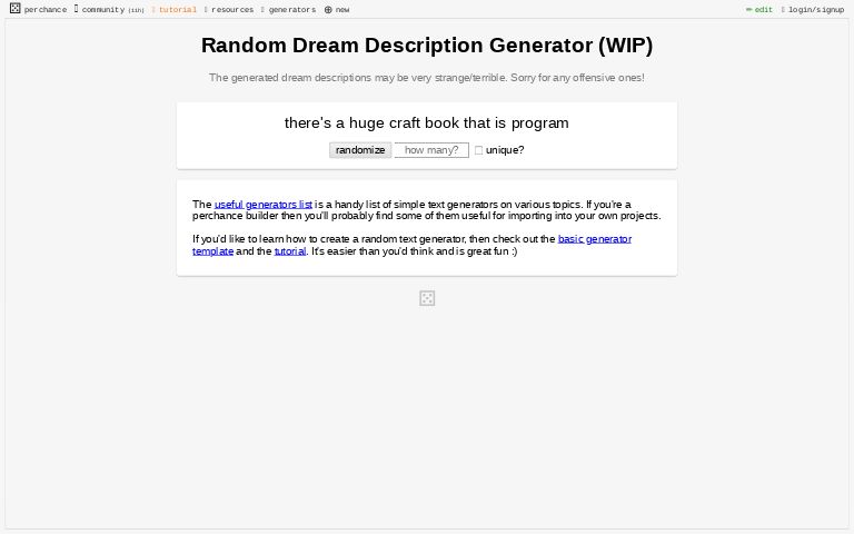Random Dream Description Generator (WIP)