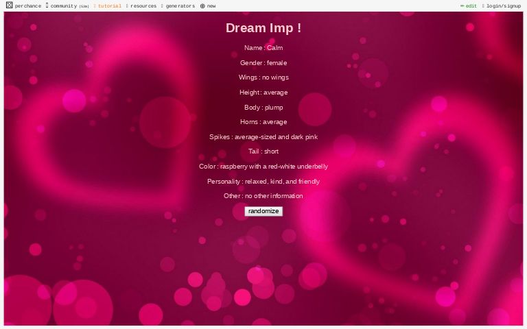Dream Imp ! ― Perchance Generator