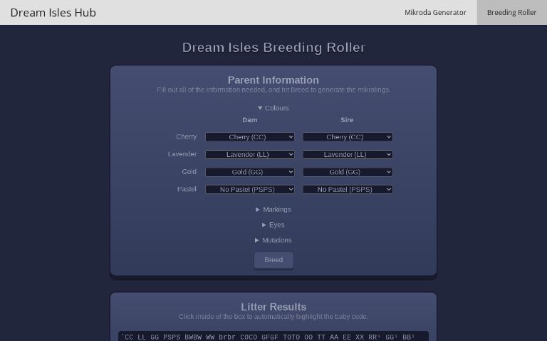 Dream Isles Breeding Roller ― Perchance Generator