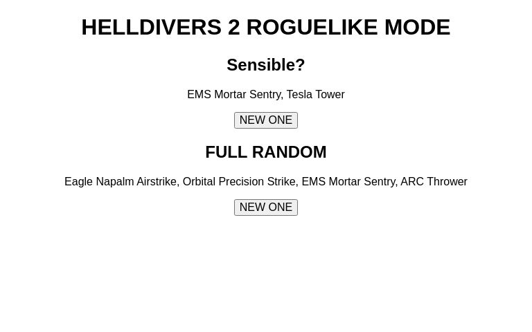 HELLDIVERS 2 ROGUELIKE MODE ― Perchance Generator