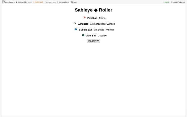 Sableye Roller ― Perchance Generator