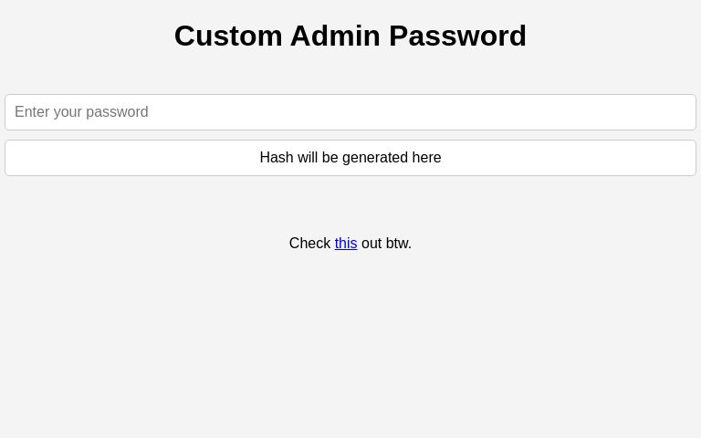 Custom Admin Password ― Perchance Generator