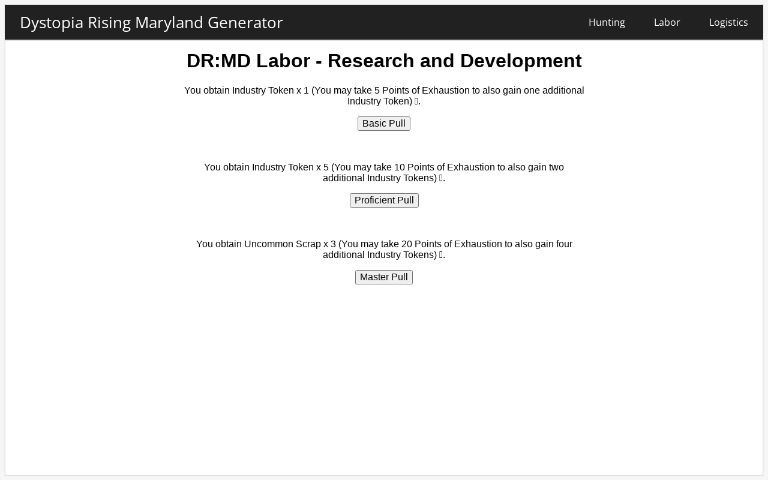 DR:MD Labor - Research and Development ― Perchance Generator