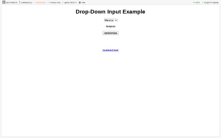 Drop-Down Input Example ― Perchance Generator