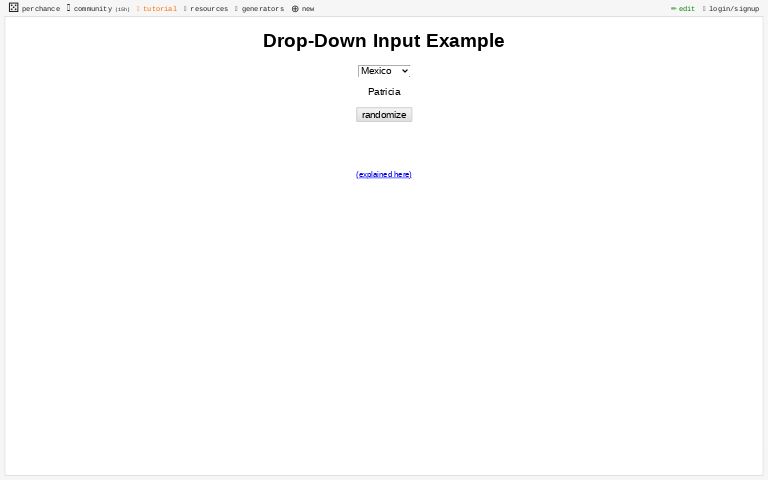 Drop-Down Input Example ― Perchance Generator