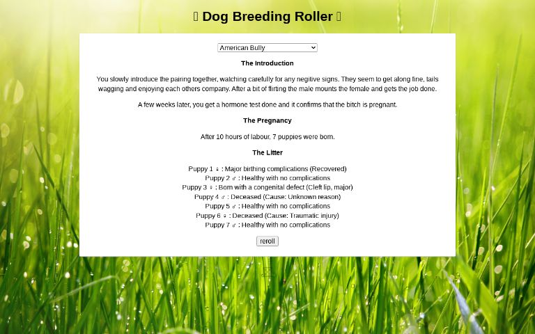 🐾 Dog Breeding Roller 🐾 ― Perchance Generator