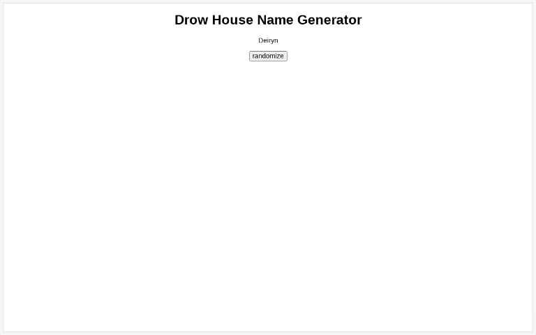 Drow House Name Generator