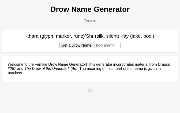 Drow Name Generator