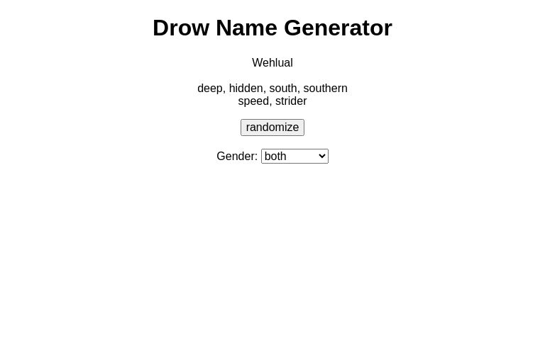 Drow Name Generator