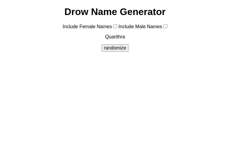 Drow Name Generator