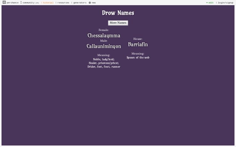 Drow Names ― Perchance Generator