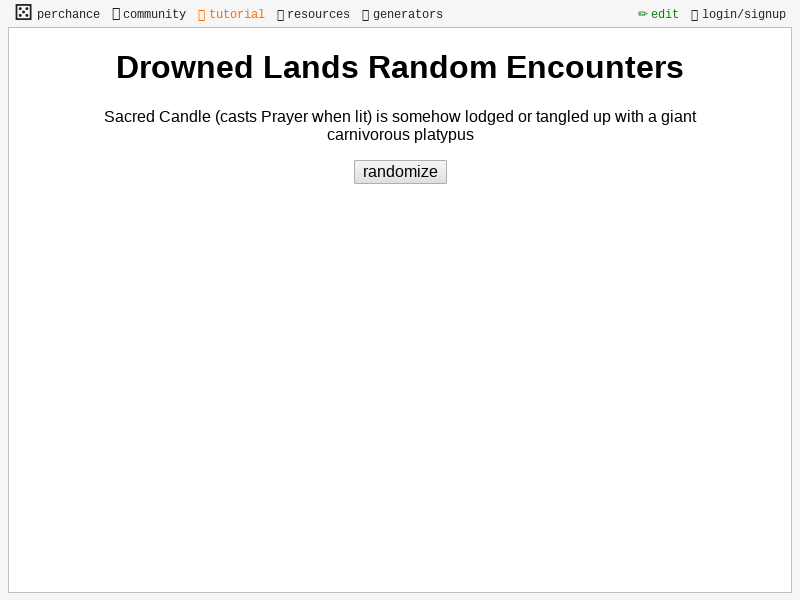 Drowned Lands Random Encounters ― Perchance Generator