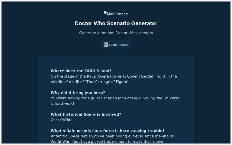 Doctor Who Scenario Generator