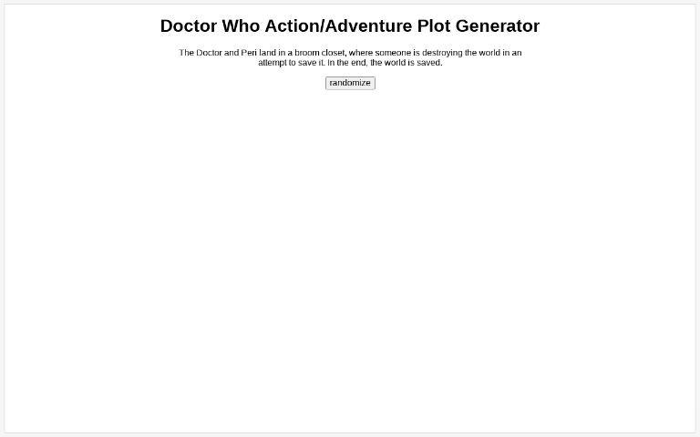 Doctor Who Action/Adventure Plot Generator