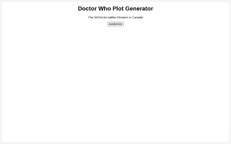Doctor Who Plot Generator