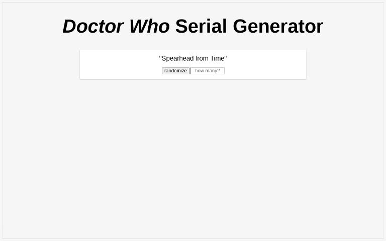 Doctor Who Serial Generator