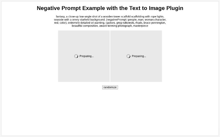 Negative Prompt Example with the Text to Image Plugin