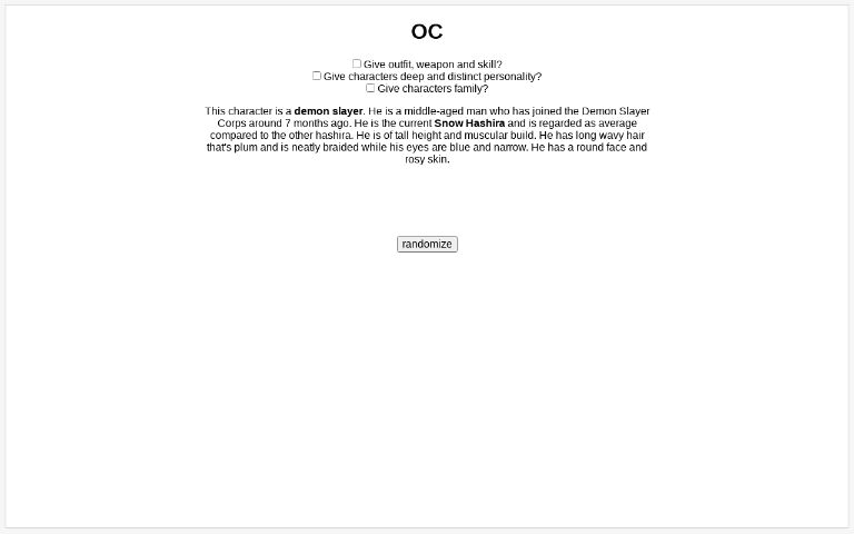 OC ― Perchance Generator