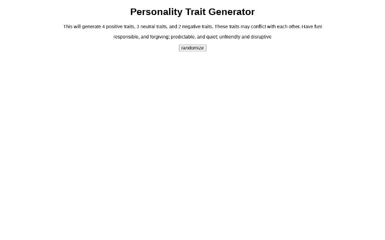 Personality Trait Generator