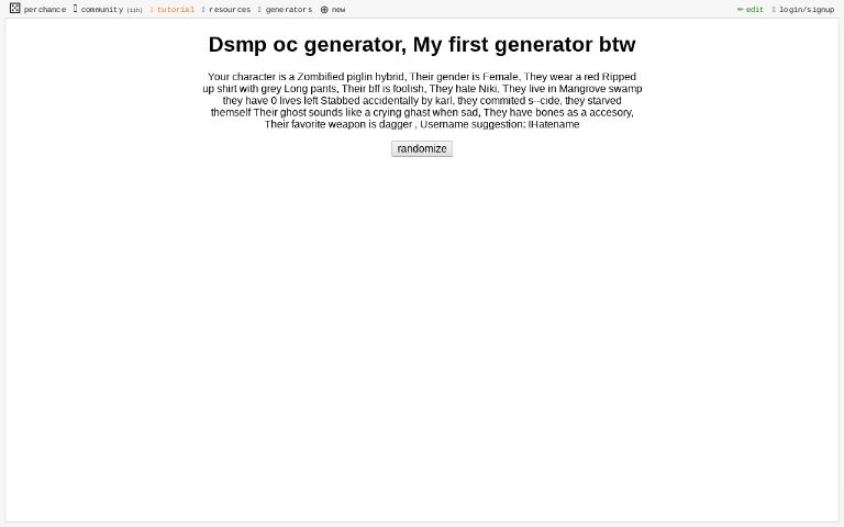 Dsmp oc generator, My first generator btw