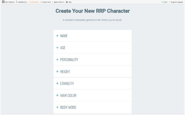 Create Your New RRP Character ― Perchance Generator