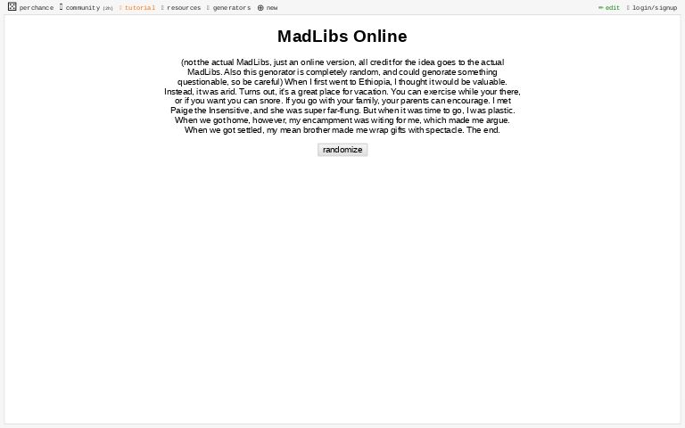 MadLibs Online ― Perchance Generator