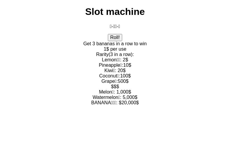 Slot machine ― Perchance Generator