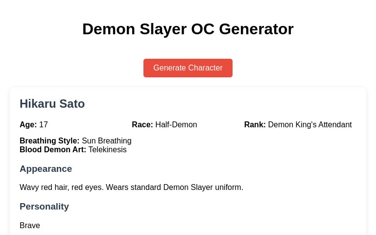 Demon Slayer OC Generator