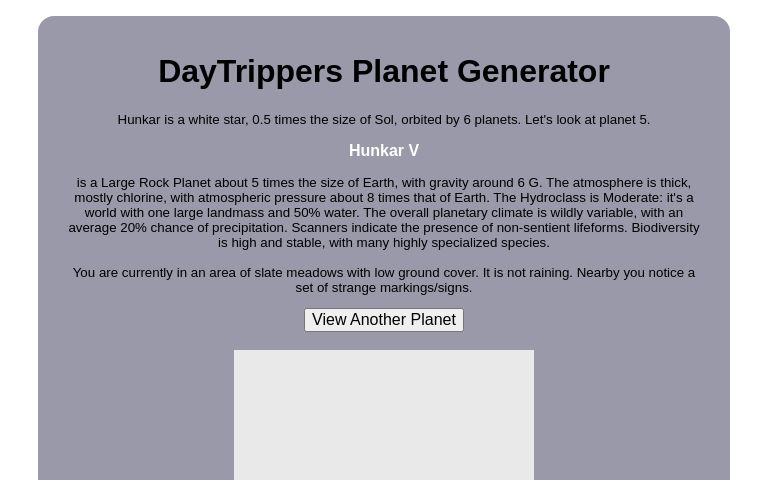 DayTrippers Planet Generator