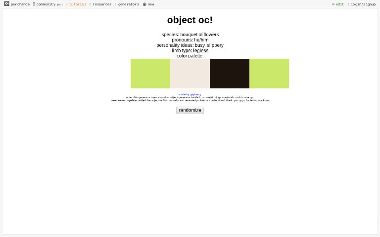 object oc! ― Perchance Generator
