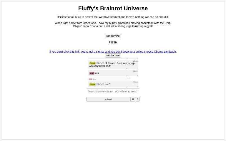 Fluffy's Brainrot Universe ― Perchance Generator