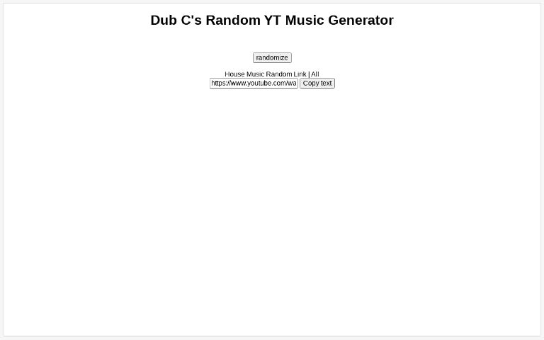 Dub C's Random YT Music Generator