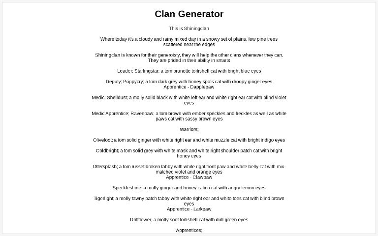 Clan Generator