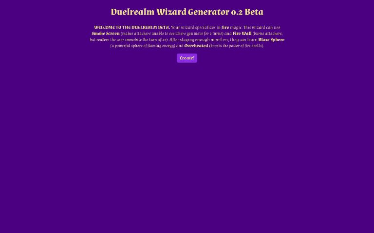 Duelrealm Wizard Generator 0.2 Beta