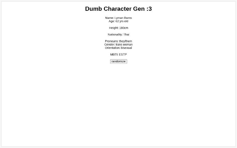 Dumb Character Gen :3