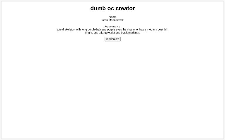 dumb oc creator ― Perchance Generator