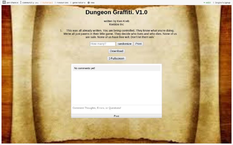Dungeon Graffiti. V1.0 ― Perchance Generator